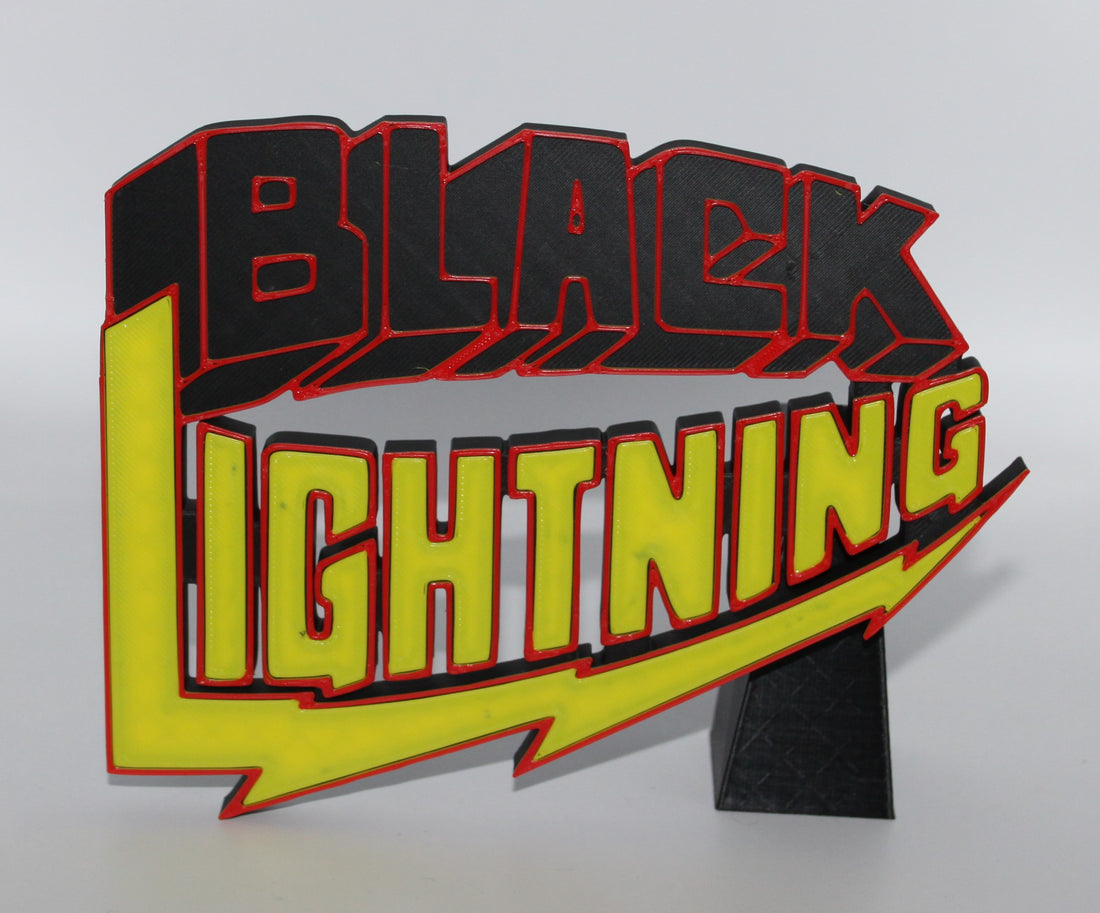 Black Lightning 3D printed Logo Sign Wall Desk Shelf Art – WindyCity3D
