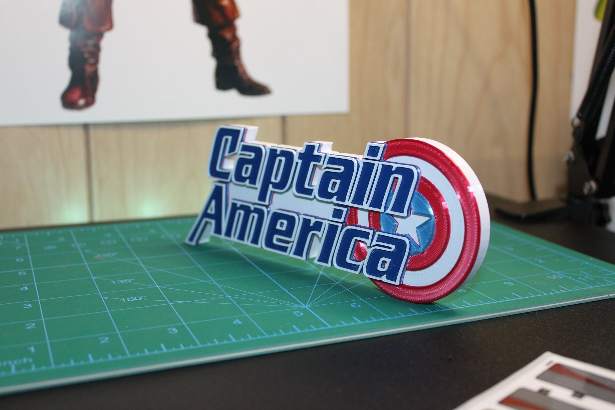 Captain America 3D printed Logo Sign Wall Desk Shelf Art – WindyCity3D